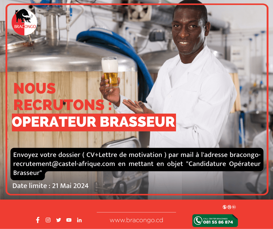 Recrutement d'un opérateur brasseur | BRACONGO SA.